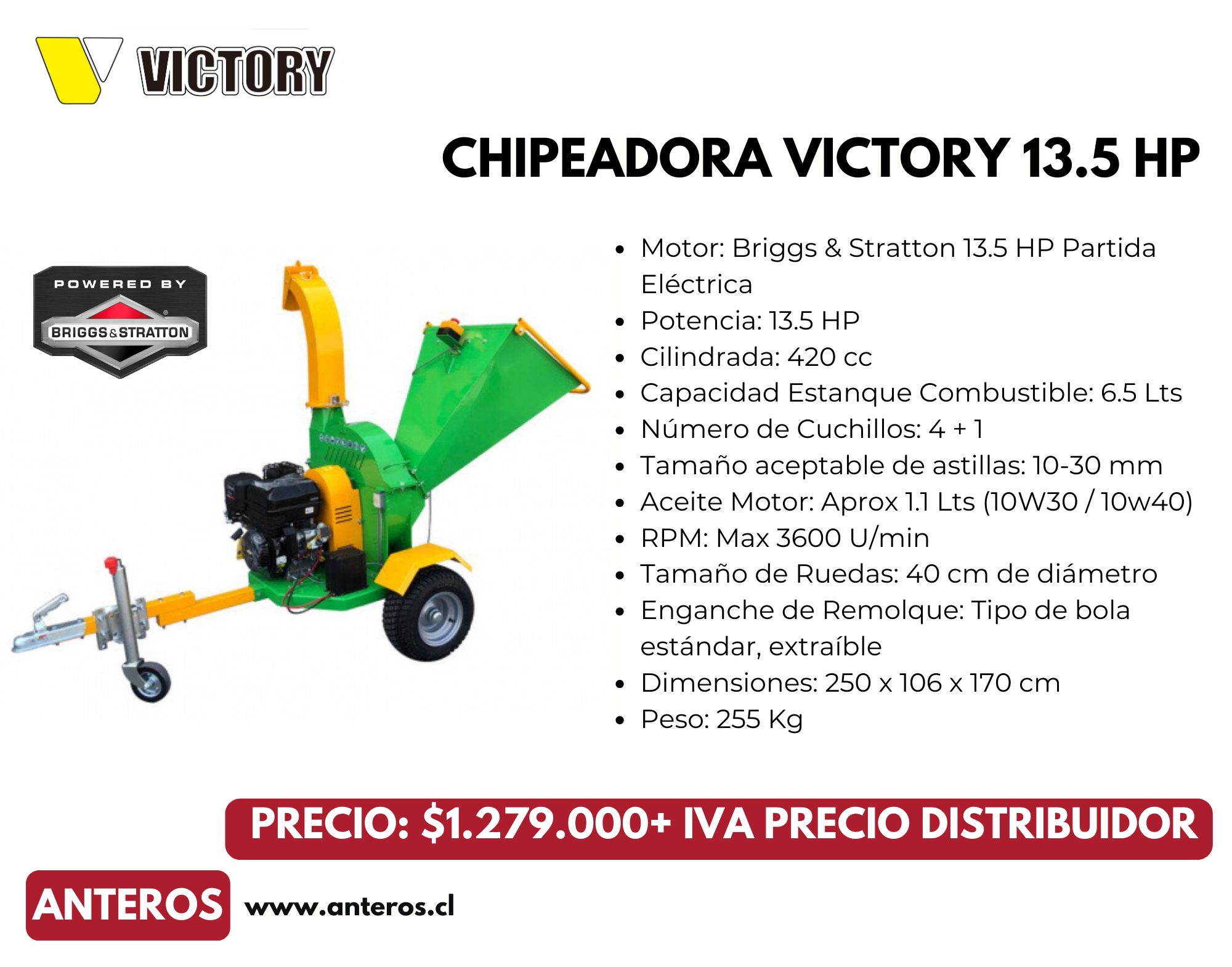 CHIPEADORA DE RAMAS CON PARTIDA ELECTRICA 13,5 HP-VICTORY – Anteros ...